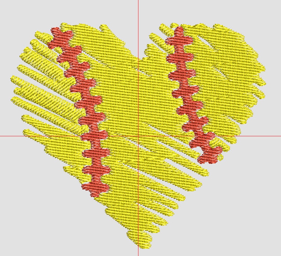 Softball Baseball Heart Distressed Look Embroidery Design Digital ...