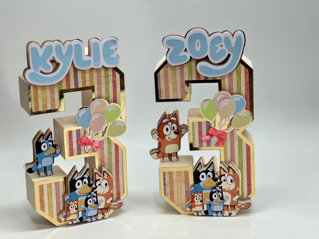 Bluey número y letra 3D Bluey número 3d decoración de - Etsy España