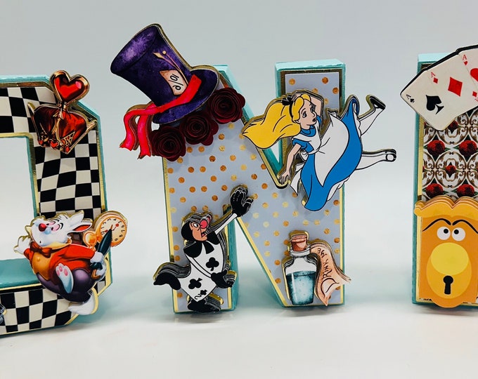 ONE ALICE WONDERLAND, One Letters 3D, Alice in Wonderland Letters 3D - Etsy