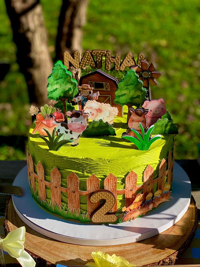 Cake Topper Farm Cake Topper Farm Birthday Decor Barn Cake - Etsy
