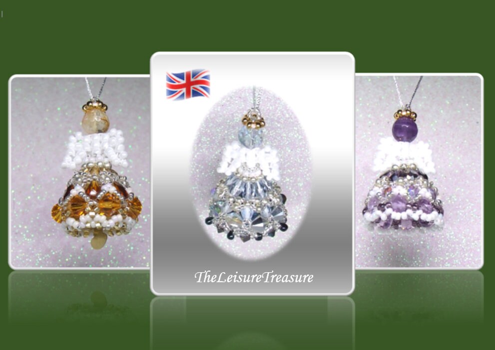 3 Pdf Tutorial Angel Bell Beading Pattern PRINCESS PENDANT, EARRINGS ...