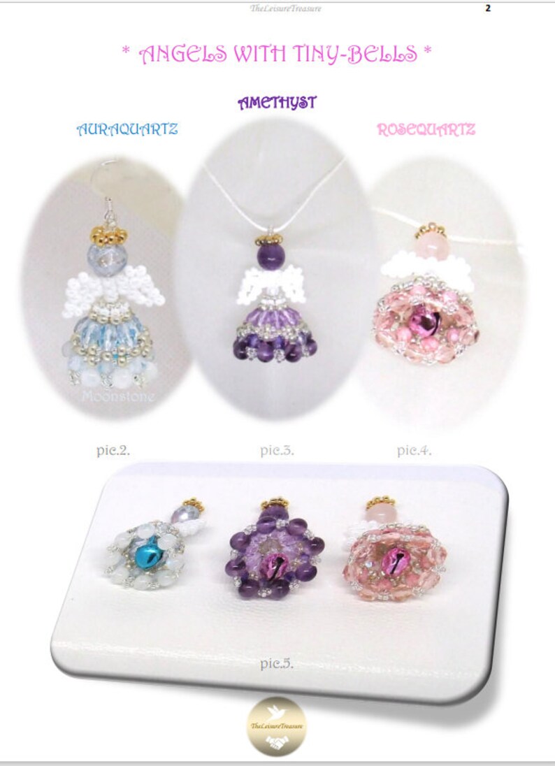 3 Pdf Tutorial Angel Bell Beading Pattern PRINCESS PENDANT, EARRINGS ...