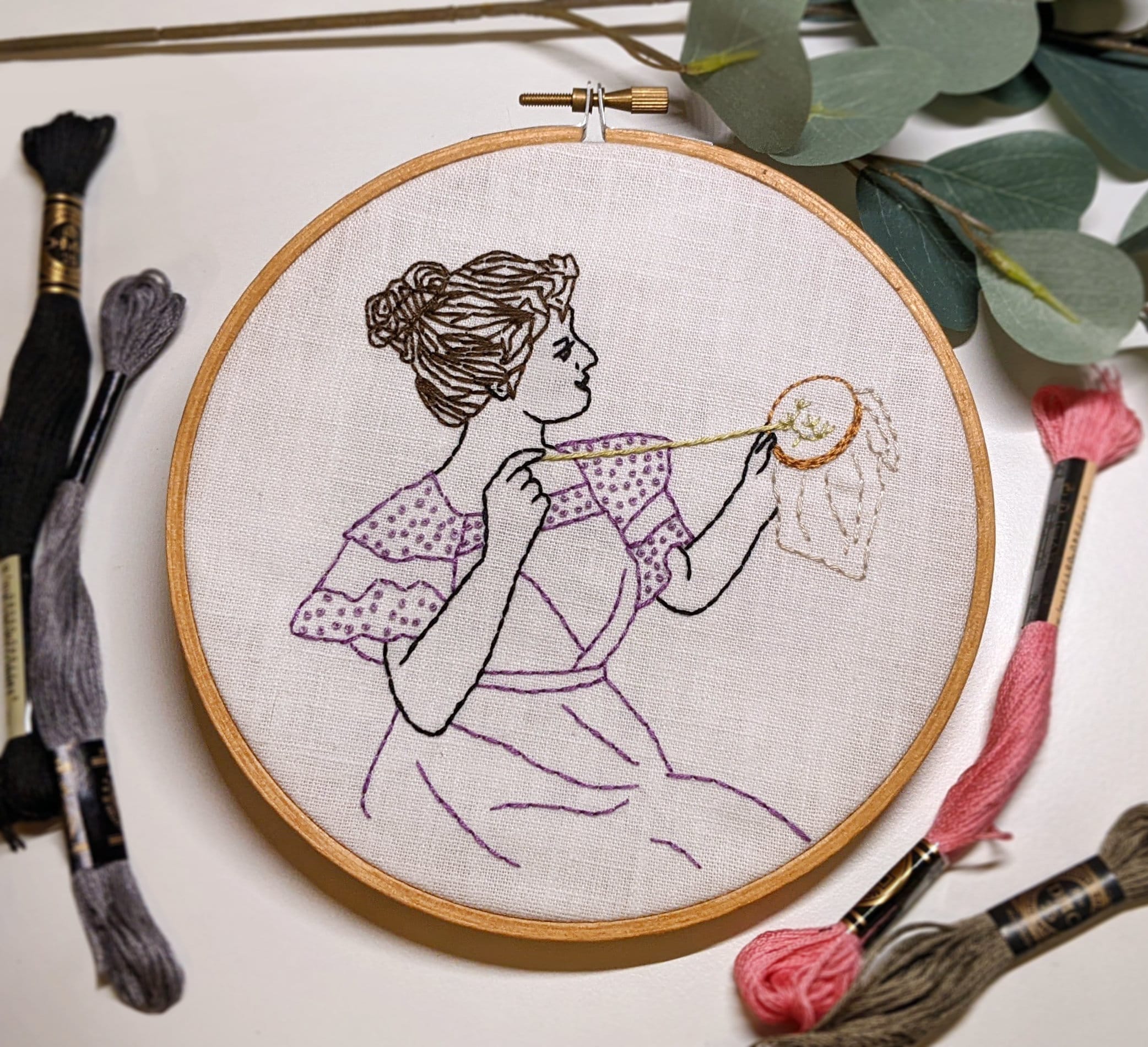 Vintage Lady Embroidering - Instant Digital Download - PDF Embroidery ...