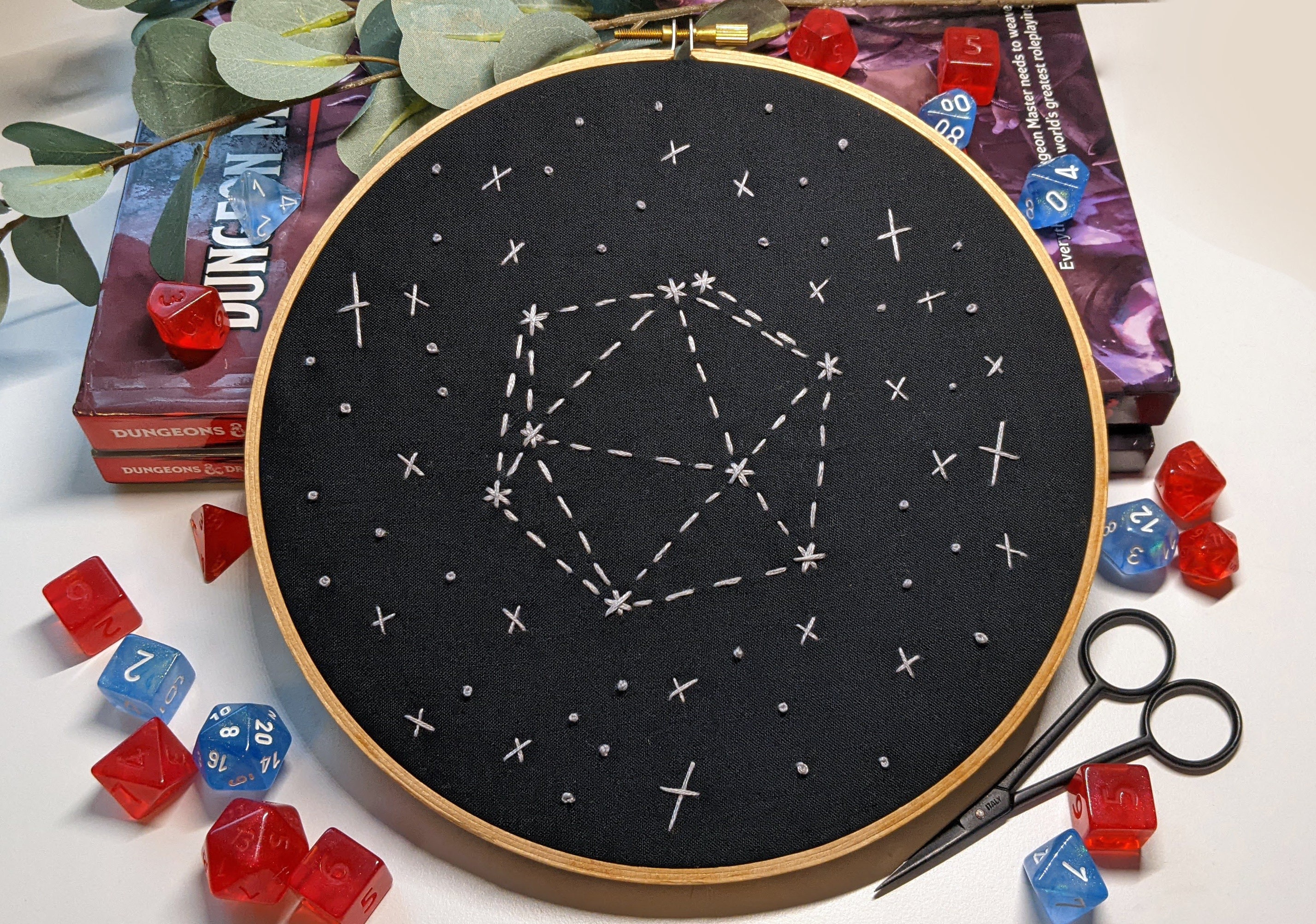 D20 Constellation DND Dice Embroidery Pattern Instant - Etsy