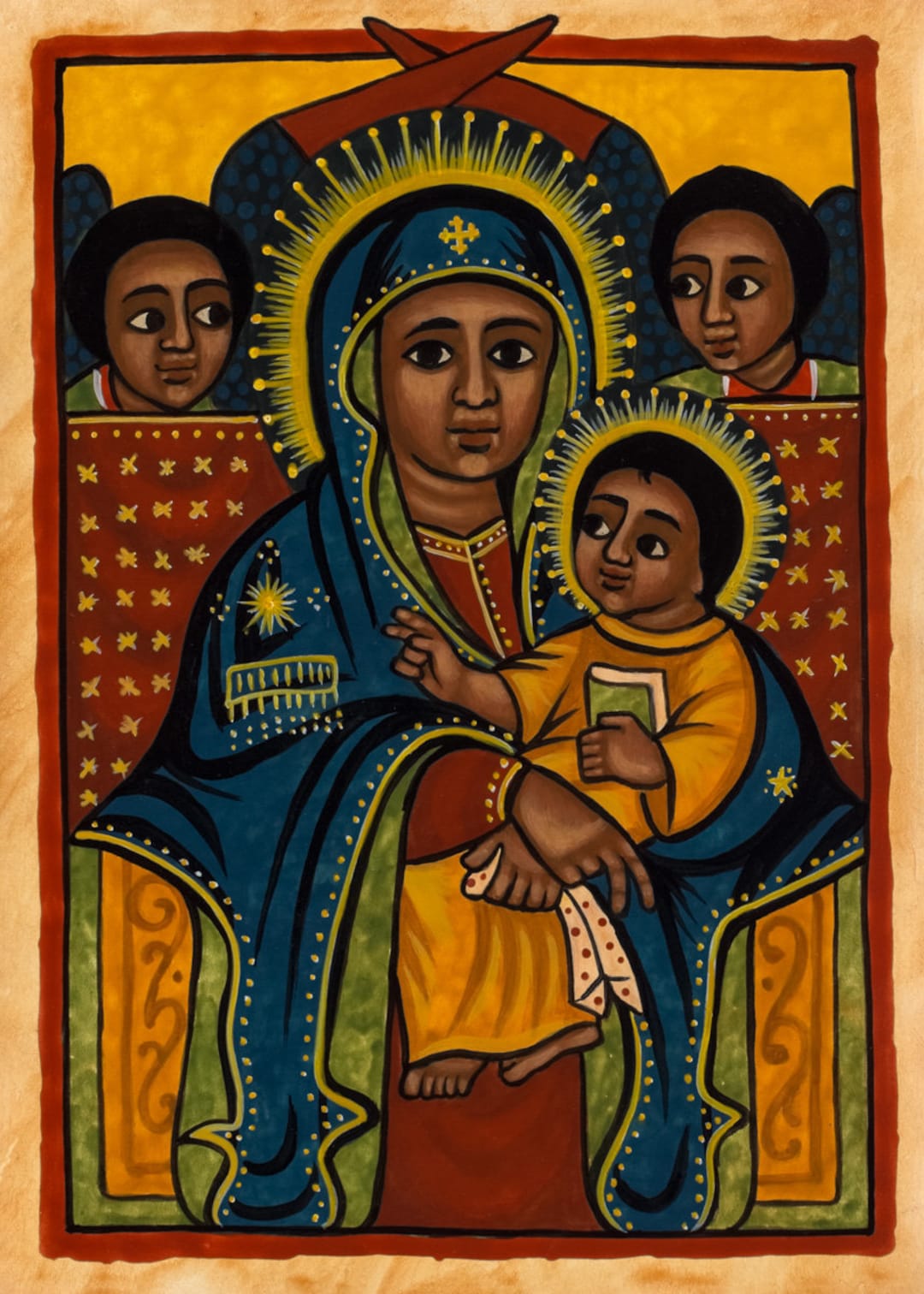 Our Lady Mary With Her Beloved Son, Ethiopian Icon Print - Etsy