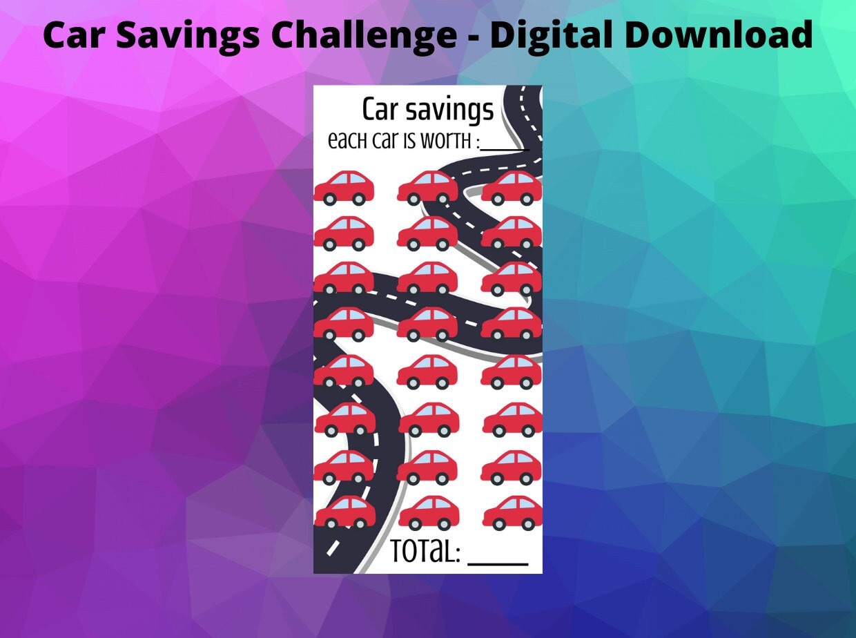 Car Savings Challenge, Printable Savings Challenge, Savings Tracker ...