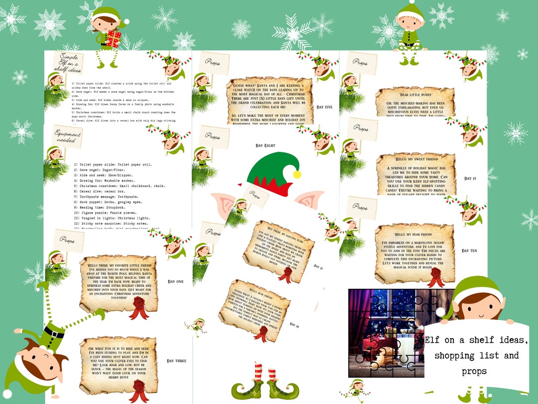 Printable Elf Kit 24 Days Bundle Downloadable Elf Props Kit Christmas ...