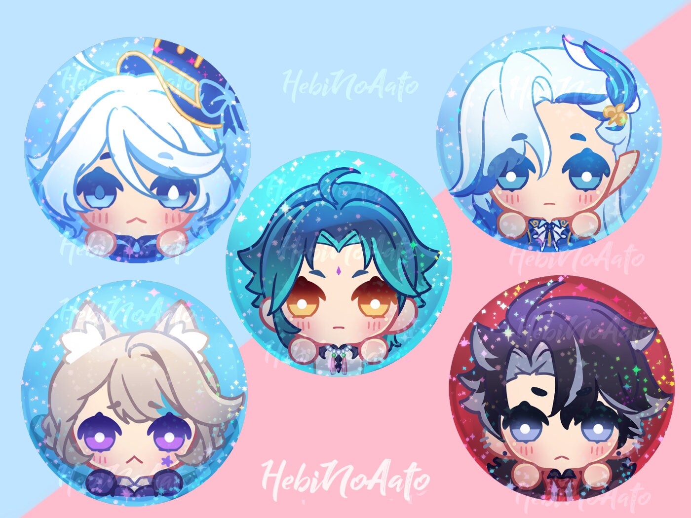 Genshin Impact Star Holo Buttons / Pins / Accessory - Etsy