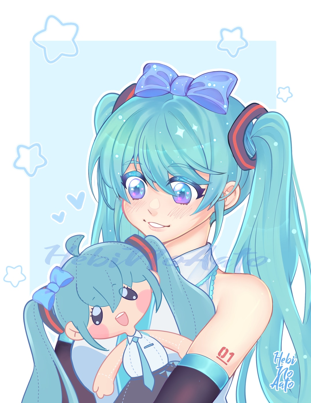 Hatsune Miku Doll 8.5x11 Inch Cute Print / Poster / Illustration ...