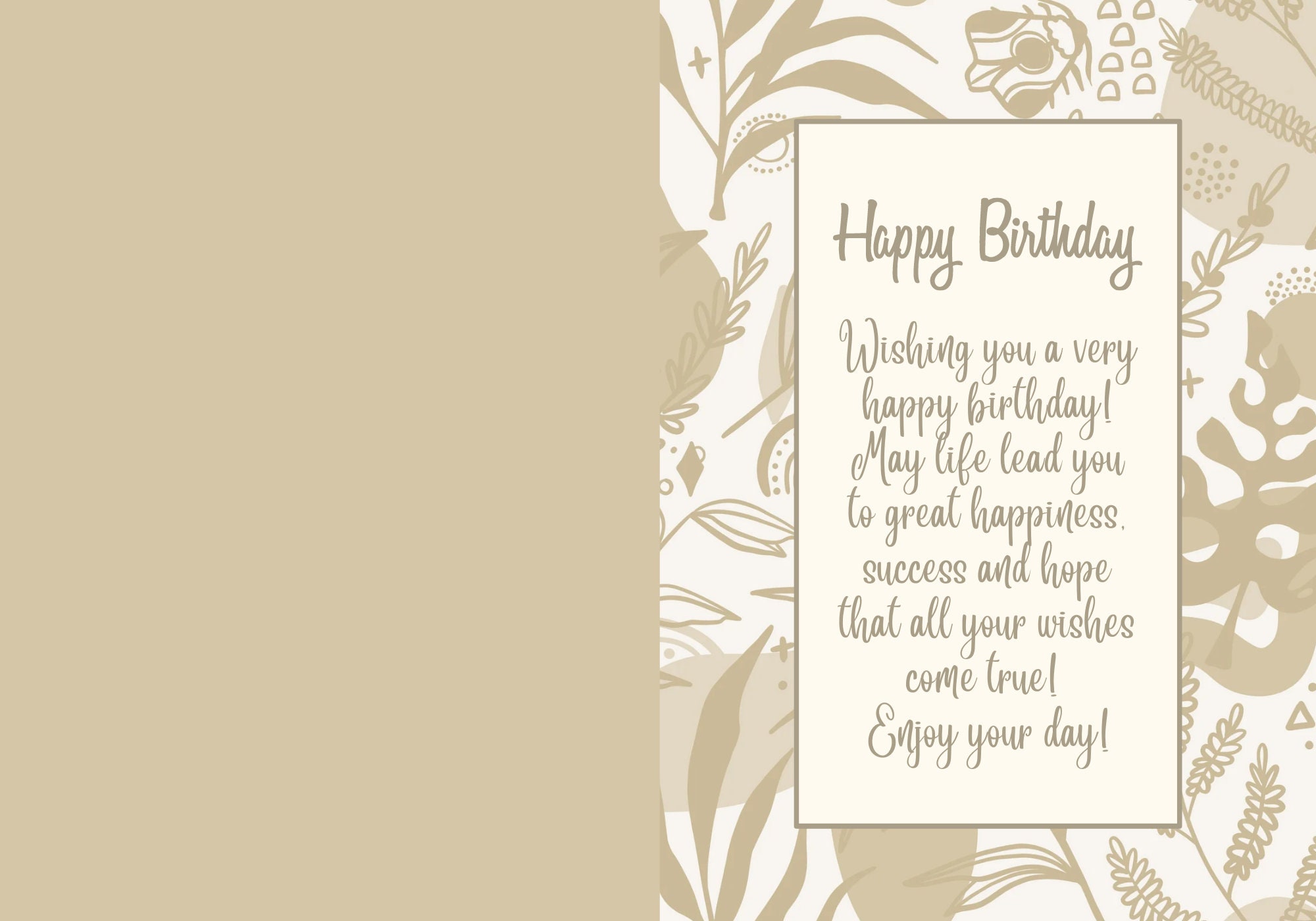 Minimalist Birthday Card Template: Editable Digital Card (PDF) - Etsy