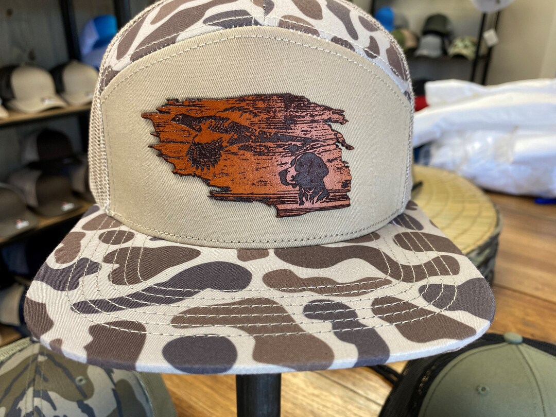 Pheasant Wood Leather Patch Hat, Laser Engraved, Old Duck Camo, Richardson 112, 112PFP, 168 ...