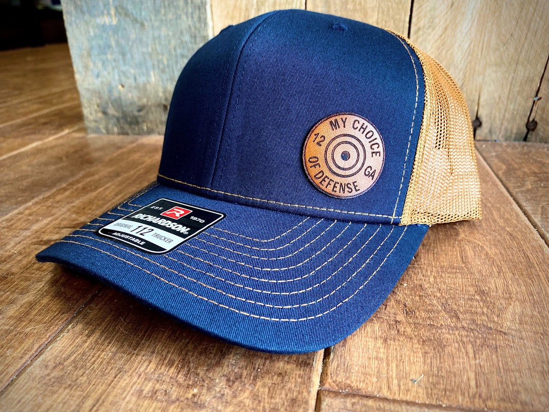 Shell Brass Leather Patch Hat, Laser Engraved, Richardson 112 Snapback ...
