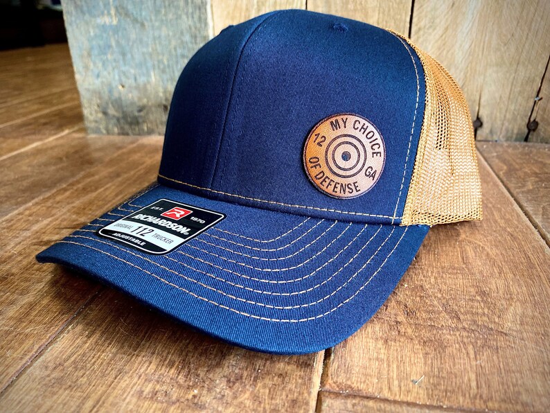 Shell Brass Leather Patch Hat, Laser Engraved, Richardson 112 Snapback ...