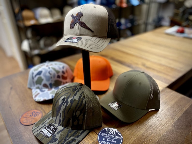 Pheasant Leather Patch Hat Laser Engraved Khaki/coffee - Etsy