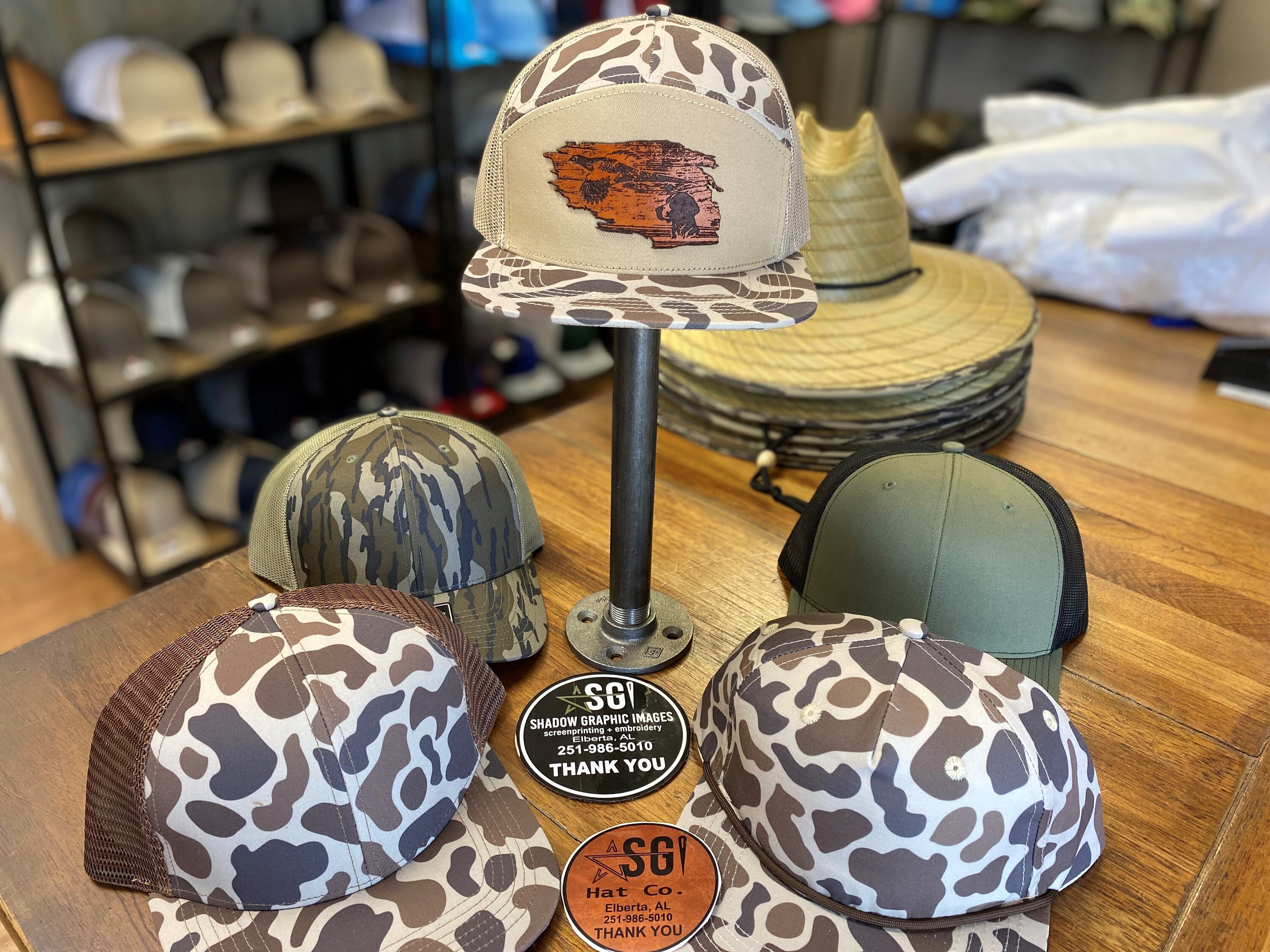 Pheasant Wood Leather Patch Hat, Laser Engraved, Old Duck Camo ...