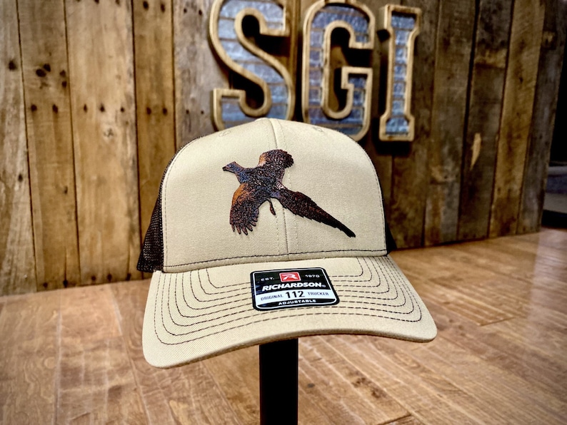 Pheasant Leather Patch Hat Laser Engraved Khaki/coffee - Etsy