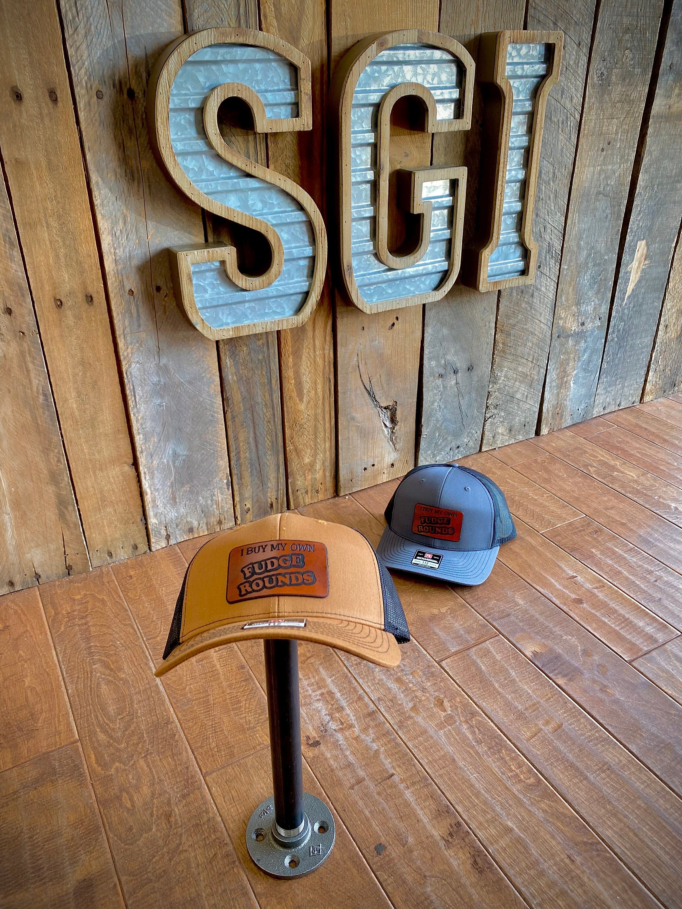 I buy my own Fudge Rounds Leather Patch Hat, Laser Engraved, Richardson ...
