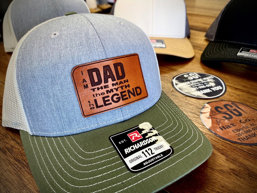 DAD Leather Patch Hat, Laser Engraved, Richardson 112 Snapback Osfm ...