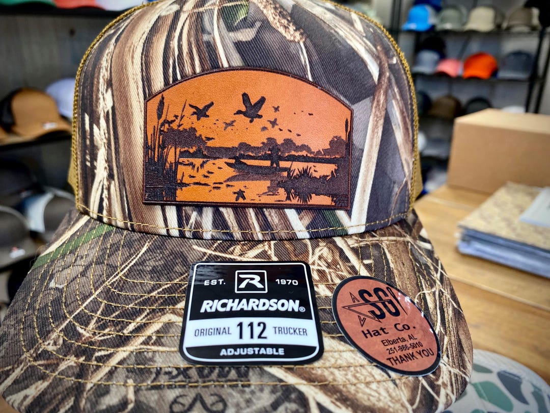 Delta Duck Leather Patch Hat, Laser Engraved, Old Duck Camo, Richardson 112, 112PFP, 168 & Lost ...