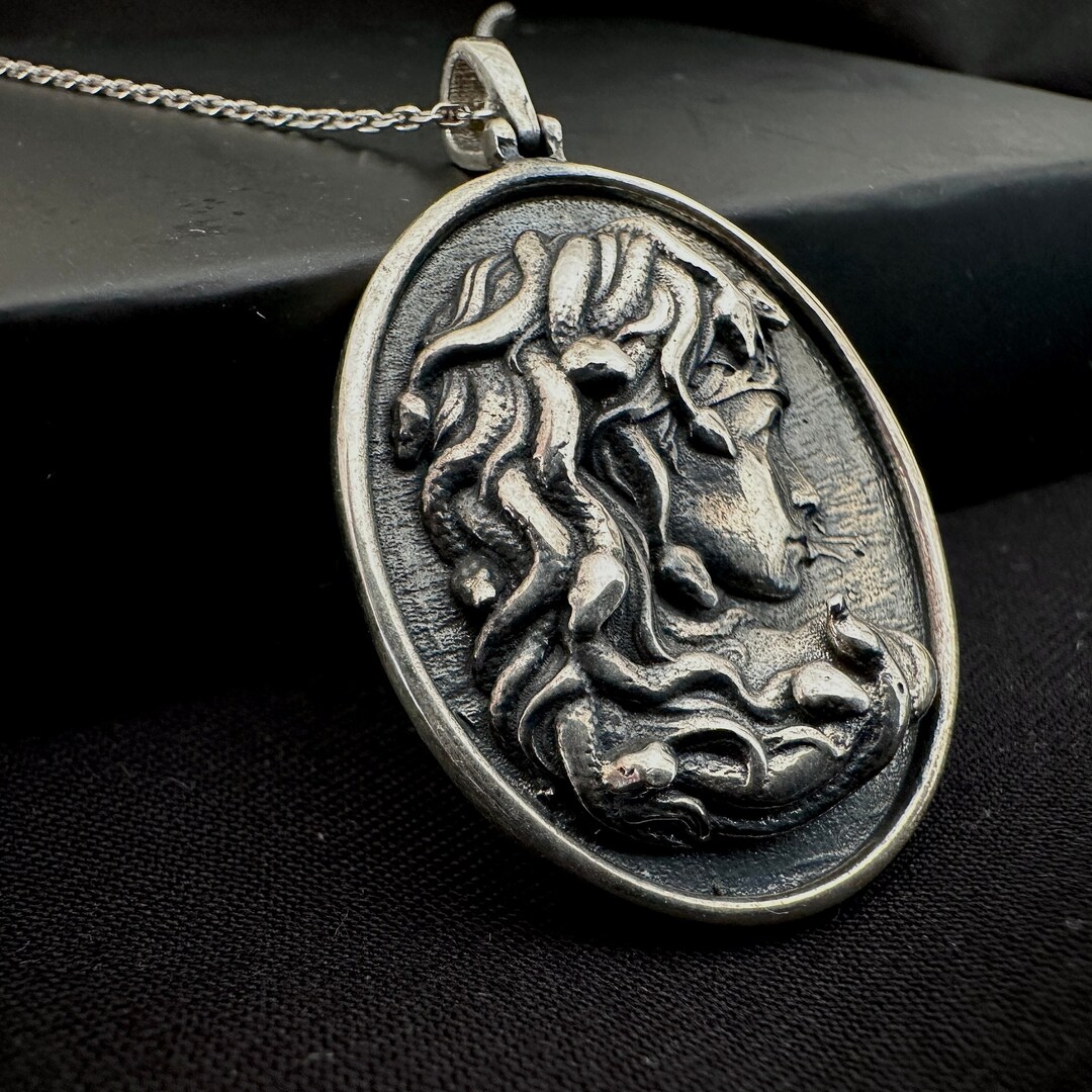 MEDUSA Necklace, 925k Silver Medusa Pendant, Ancient Greek Medusa ...