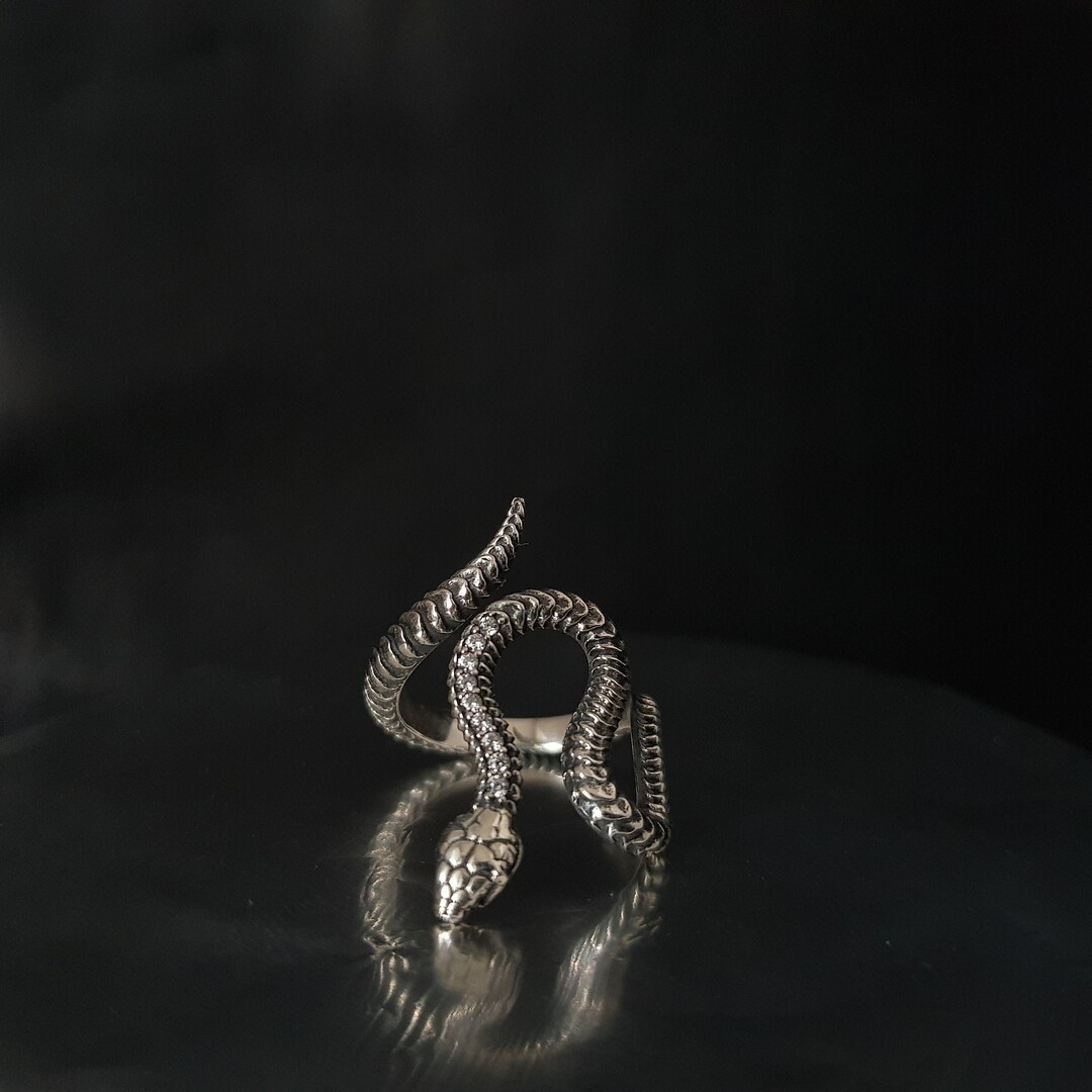 Snake Ring, Adjustable 925k Silver Snake Ring, Serpent Ring, Women's ...