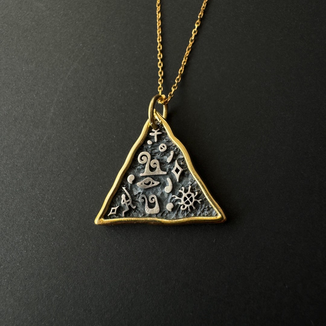 Triangle Ancient Symbols Amulet Necklace, 925 Sterling Silver Holly ...