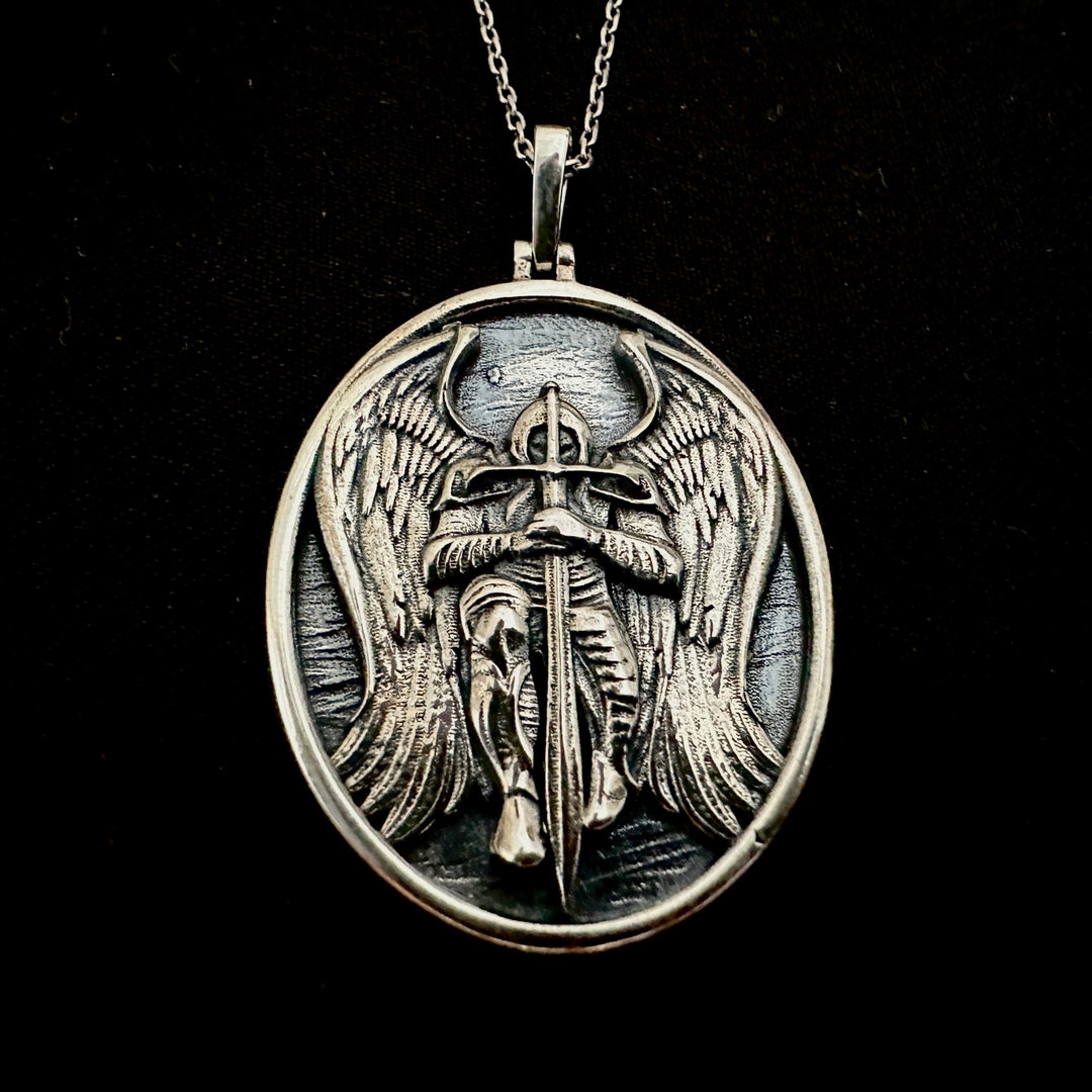 Archangel St. Michael Silver Necklace, 925 Sterling Silver Protector ...