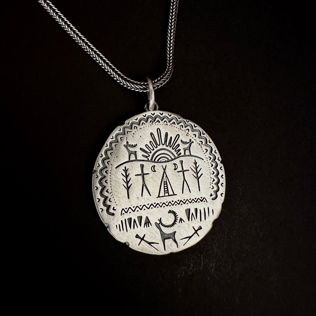 SHAMAN Medallion, 925k Sterling Silver Shaman Necklace, Pagan Talisman ...