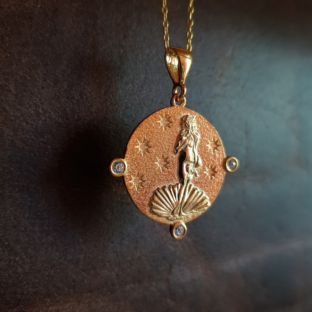Venus Medallion, 925k Silver Goddess Venus Necklace, Aphrodite Necklace ...