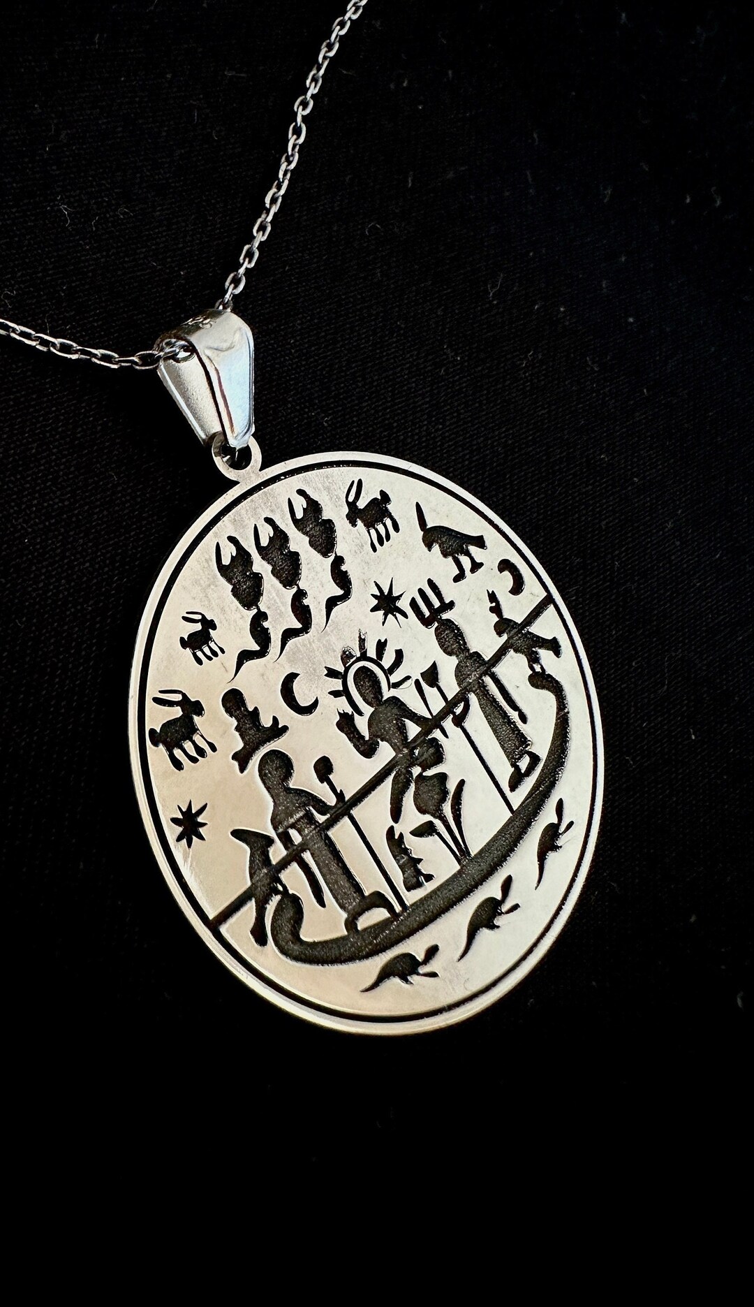 Shaman Necklace, Sterling Silver, Shamanic Symbols Medallion, Shaman ...