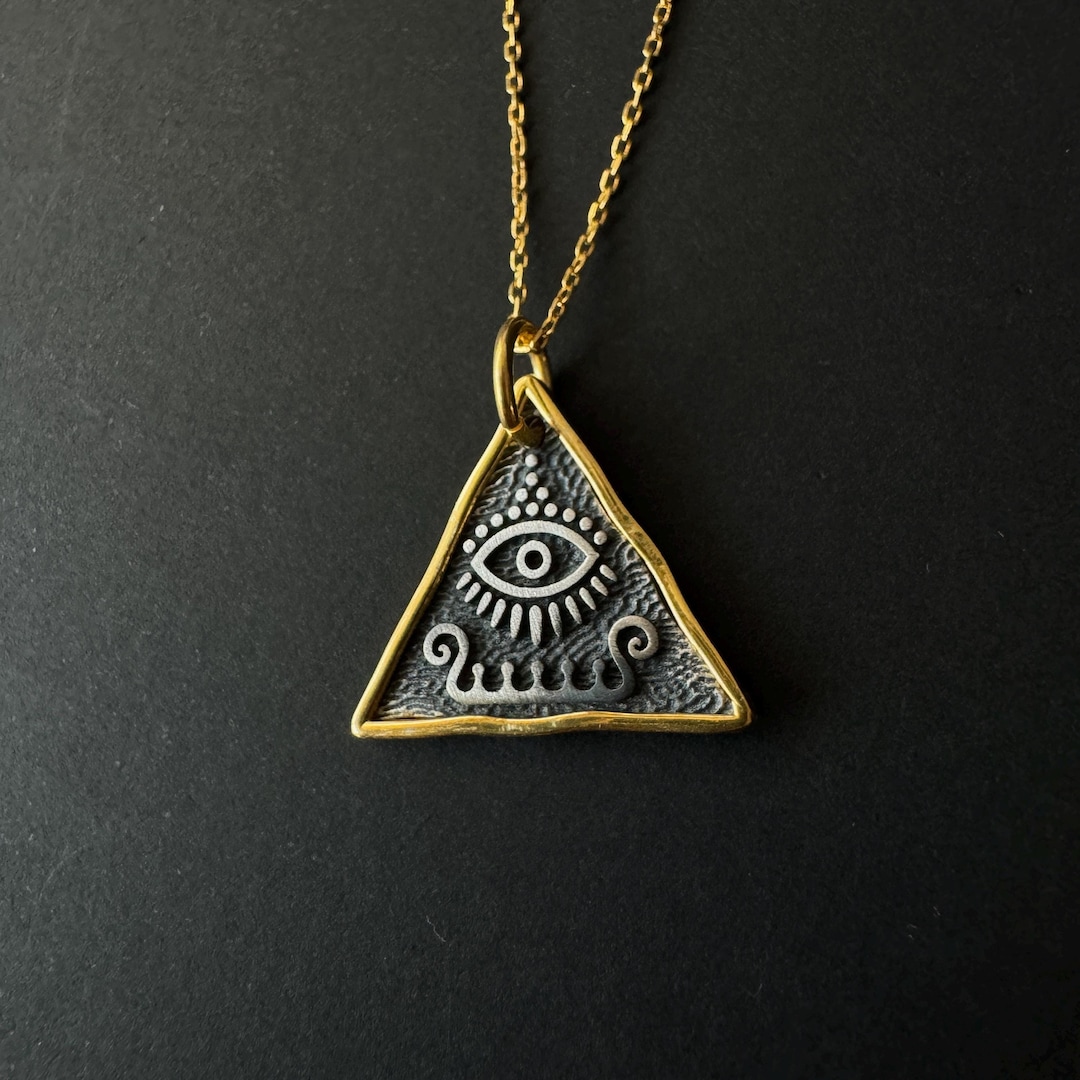Triangle All Seeing Eye Amulet Necklace, 925 Sterling Silver Holly ...