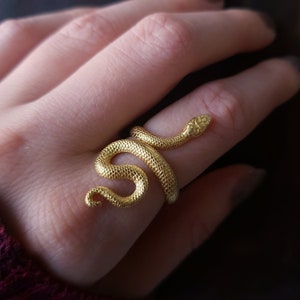 Witchy Snake Ring: 925 Sterling Silver Adjustable Gothic Jewelry - Etsy