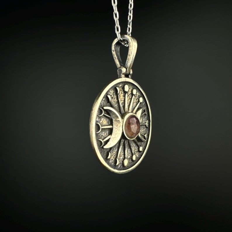 Hecate Phases of Moon Necklace, 925 Sterling Silver Goddess Amulet ...