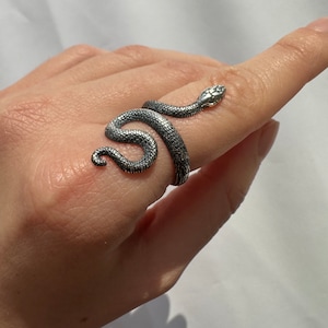 Witchy Snake Ring: 925 Sterling Silver Adjustable Gothic Jewelry - Etsy