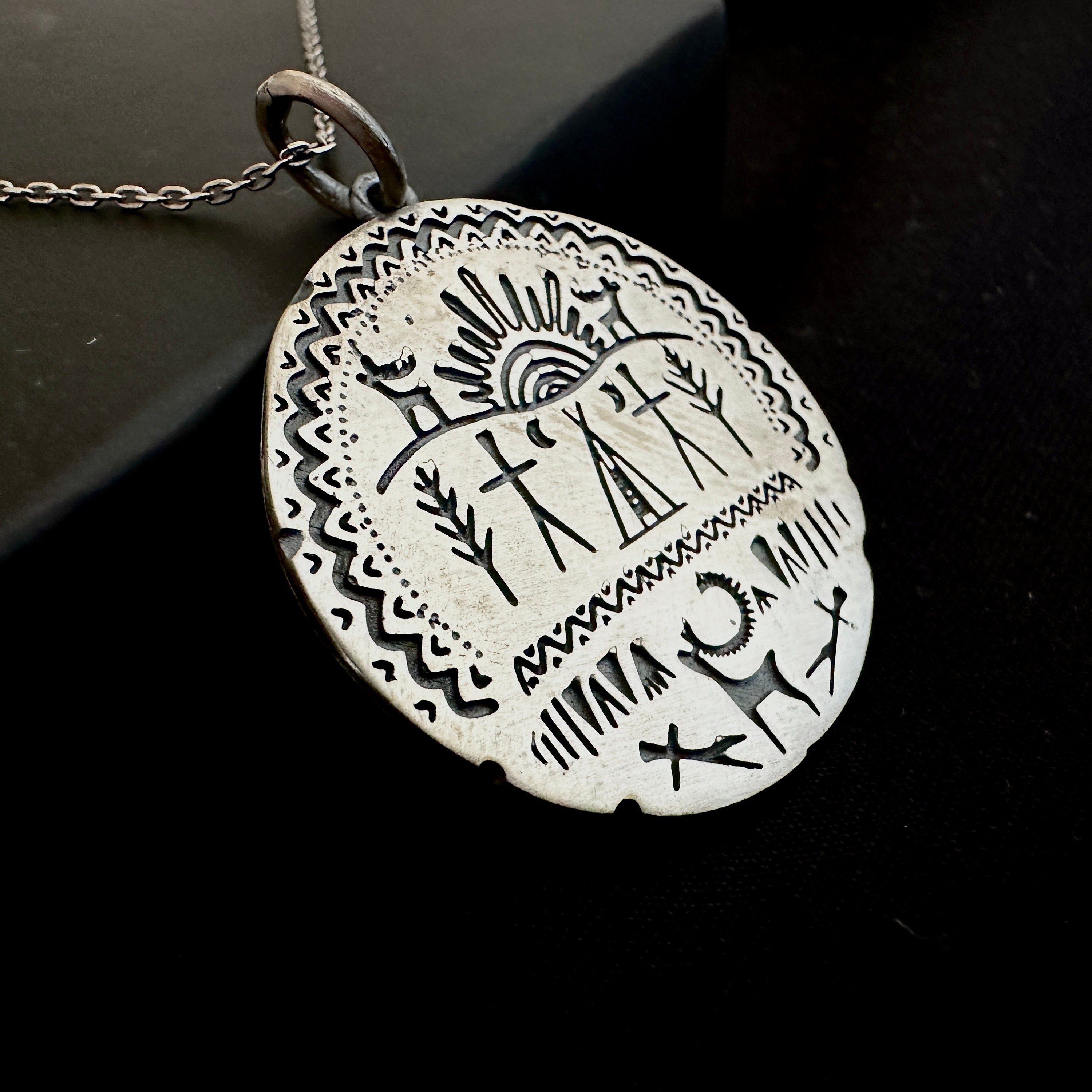 SHAMAN Medallion, 925k Sterling Silver Shaman Necklace, Pagan Talisman ...