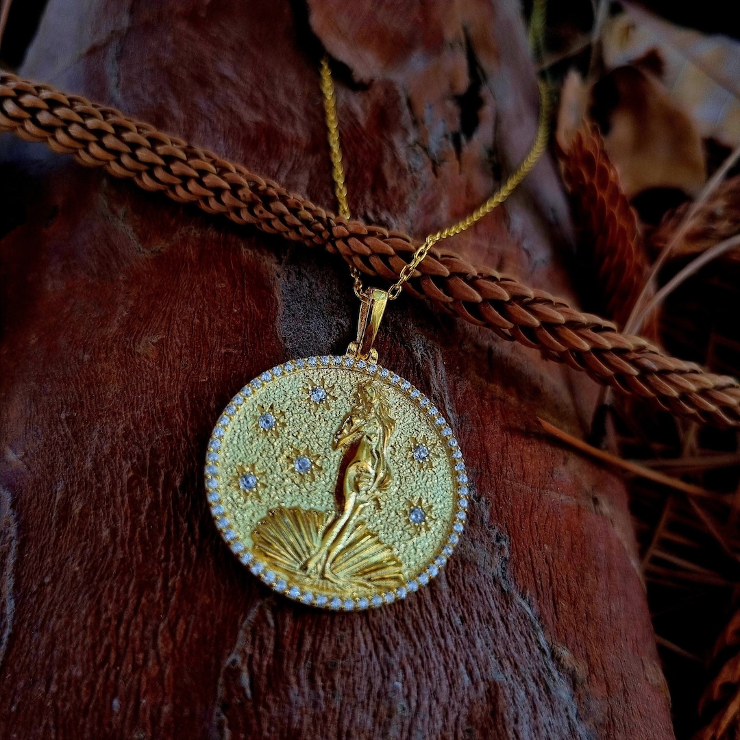 Venus Medallion 925k Silver Goddess Venus Pendant the Birth - Etsy