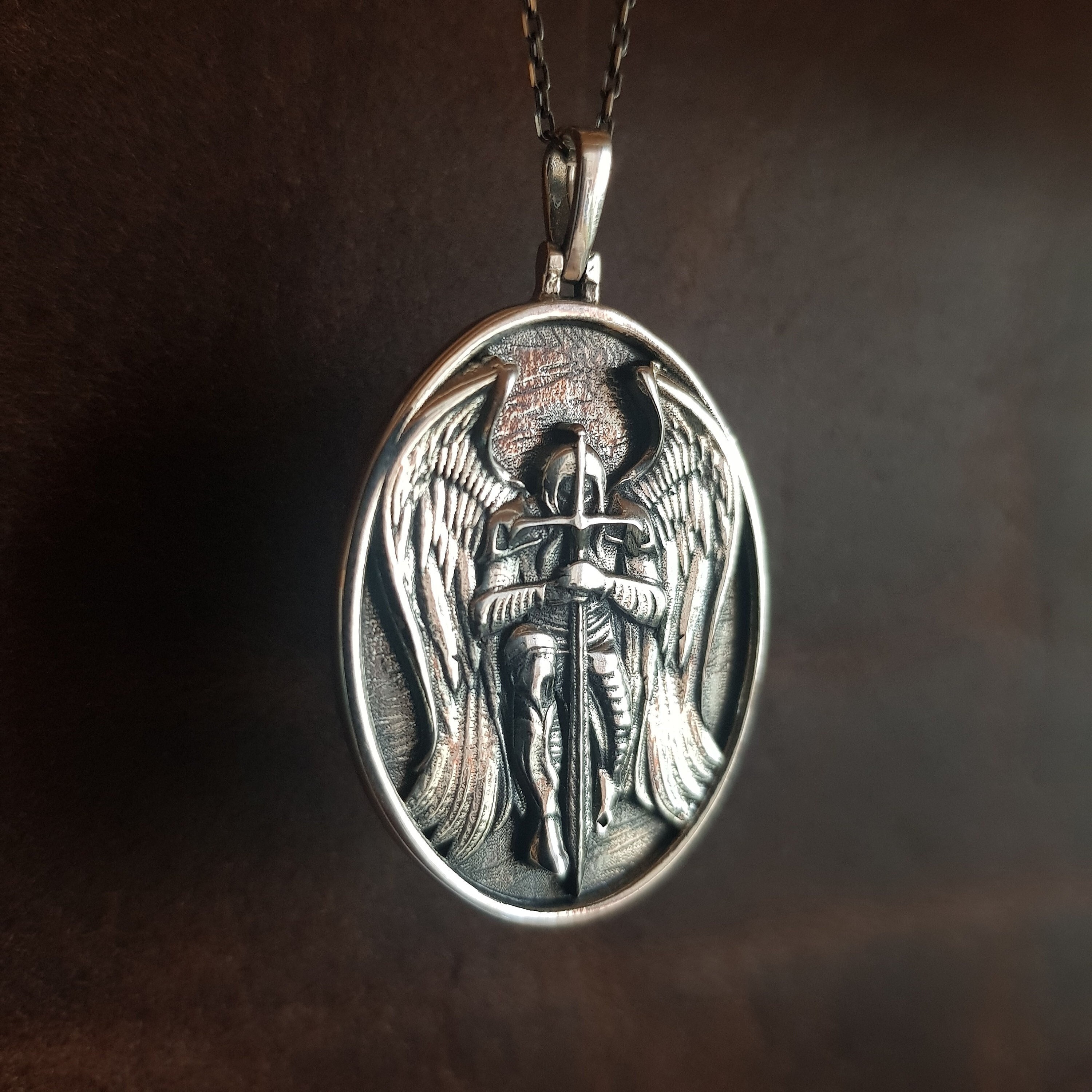 Archangel St. Michael Silver Necklace 925 Sterling Silver - Etsy