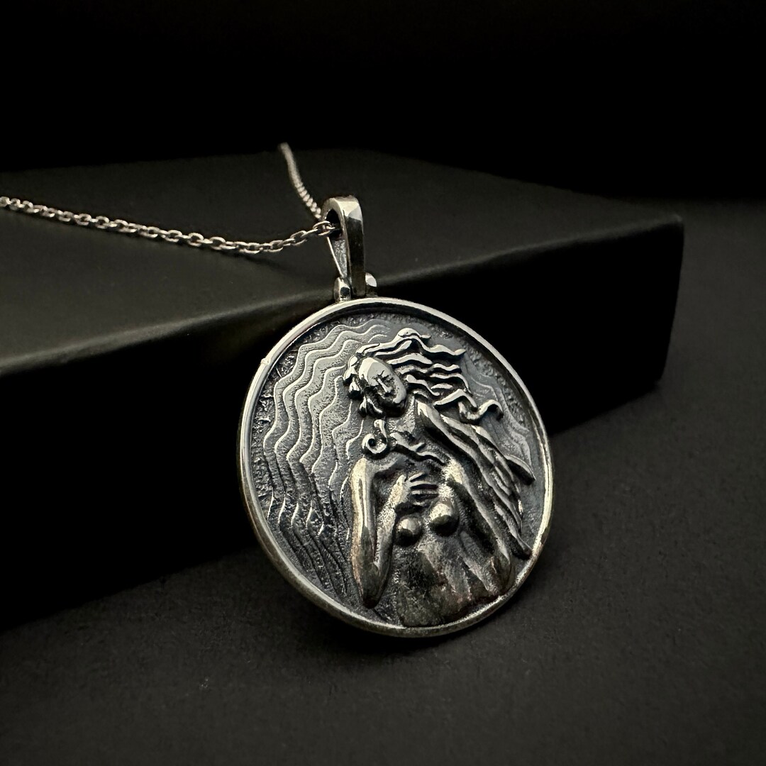 Aphrodite Medallion, 925k Silver Goddess Aphrodite Necklace, Goddess of ...
