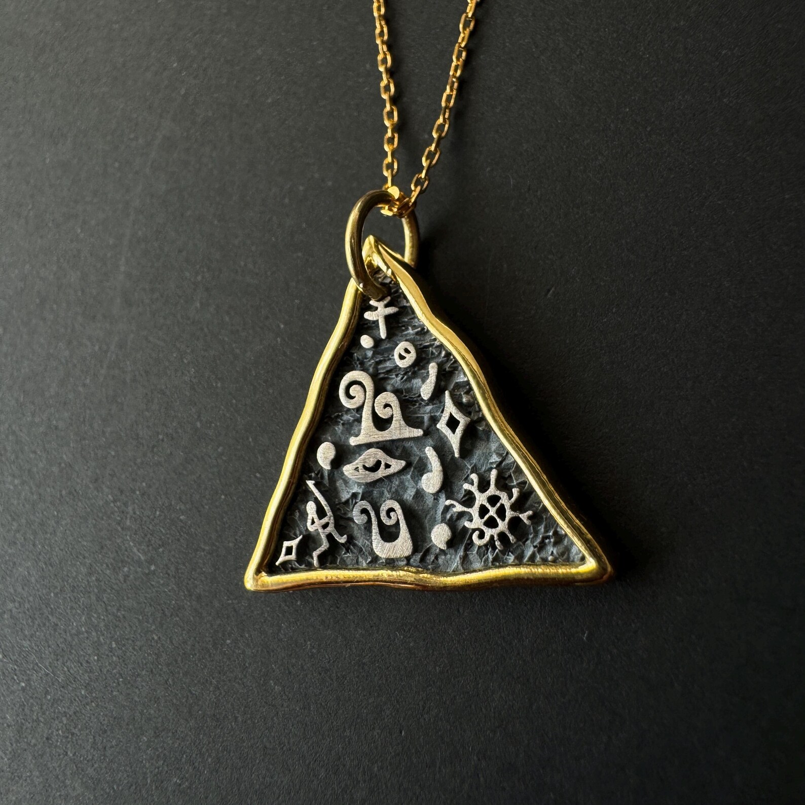 Triangle Ancient Symbols Amulet Necklace, 925 Sterling Silver Holly ...