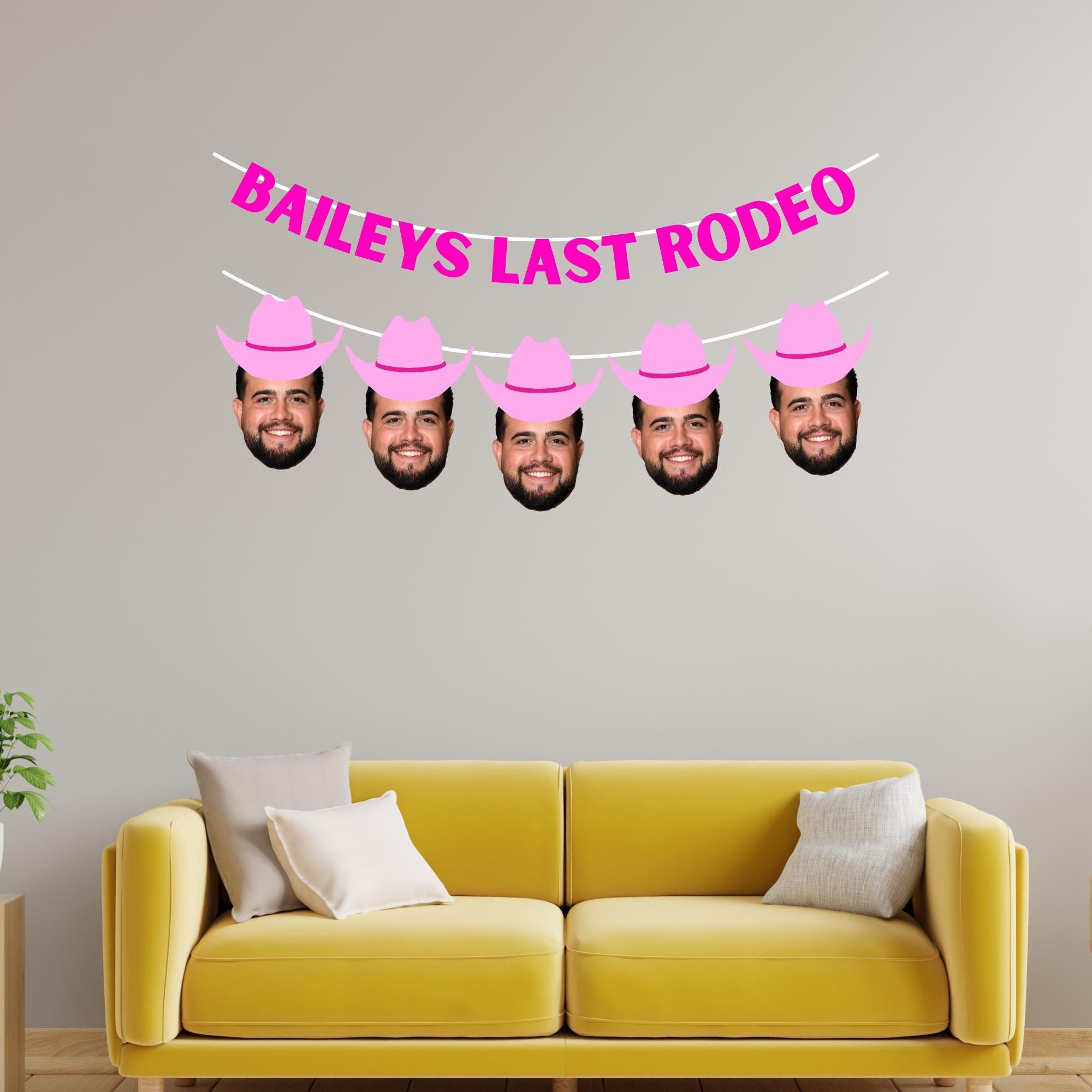 Groom's Face Cowboy Hat Banner | Bachelorette Party Decor - Etsy