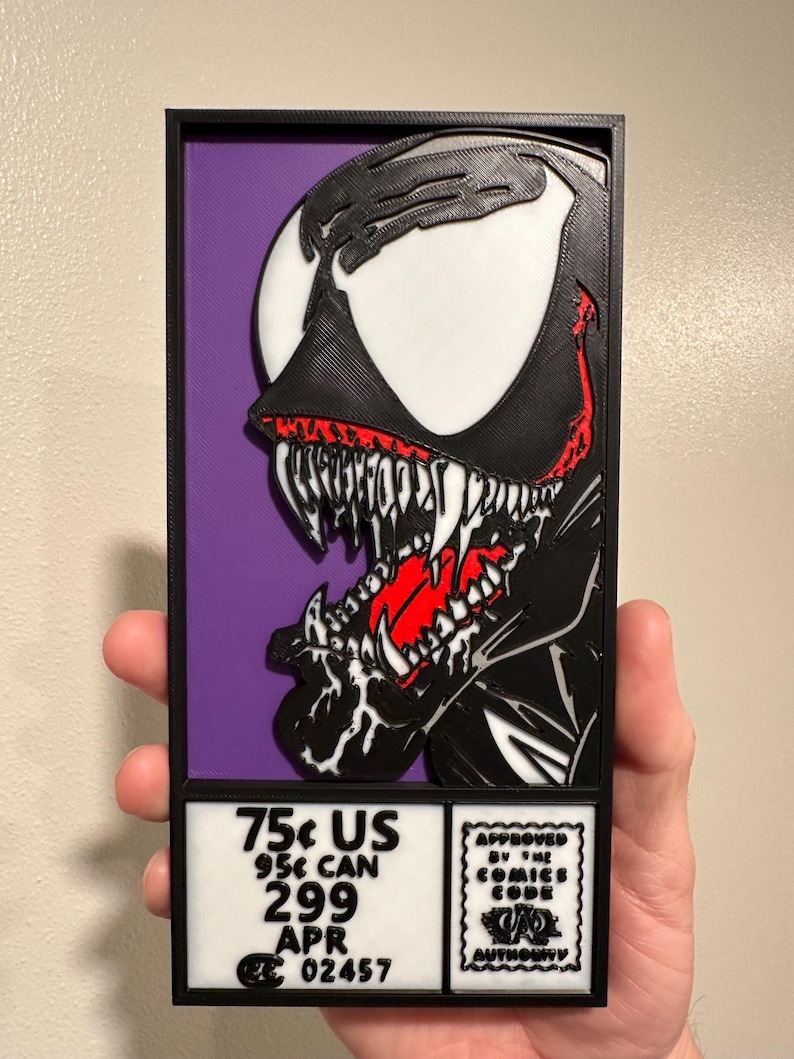 Venom Profile 3D Printed Cornerbox Art Sign - Etsy