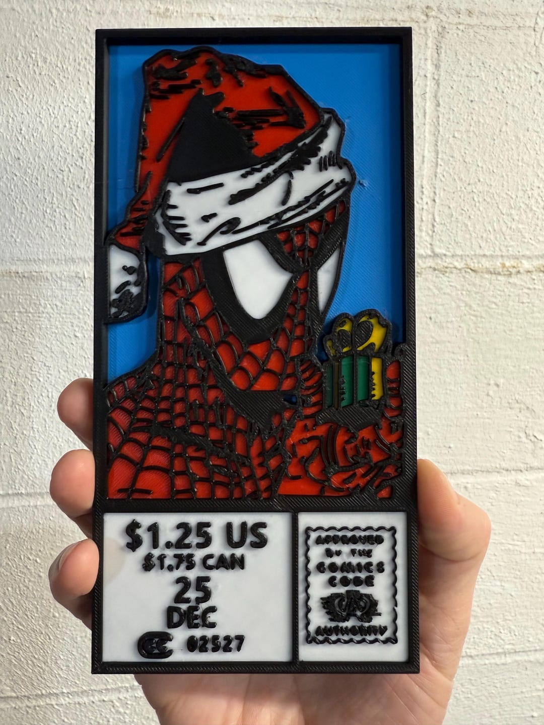 Santa Hat Spidey 3D Printed Cornerbox Art - Etsy