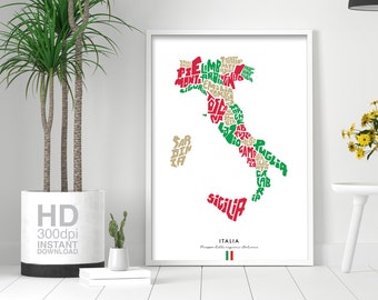 Printable Map of Italy From the 1920's, Unique Gift or Home Decor, Arts ...