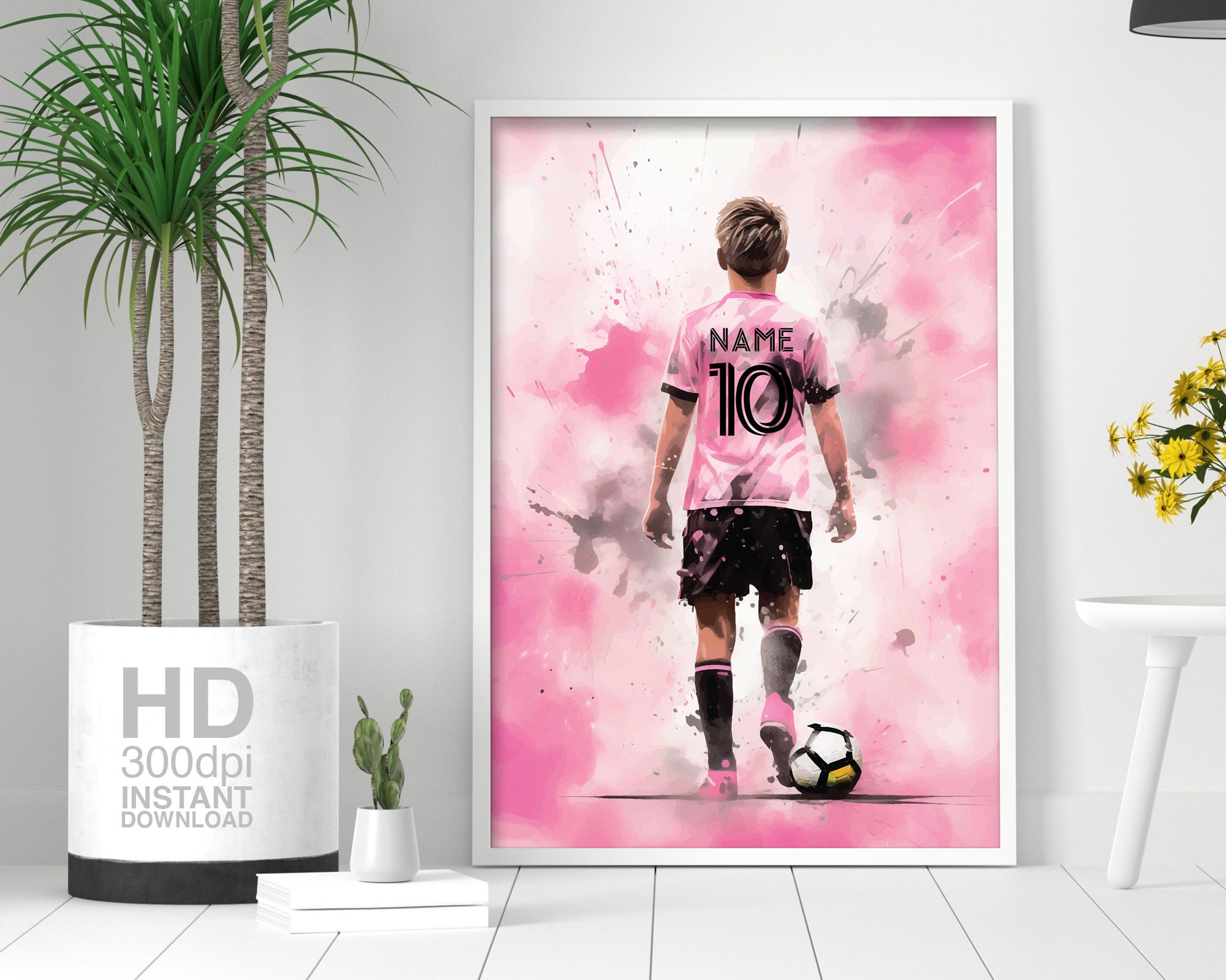Custom Soccer Miami CF Watercolor Wall Art Digital Download Inter Miami ...