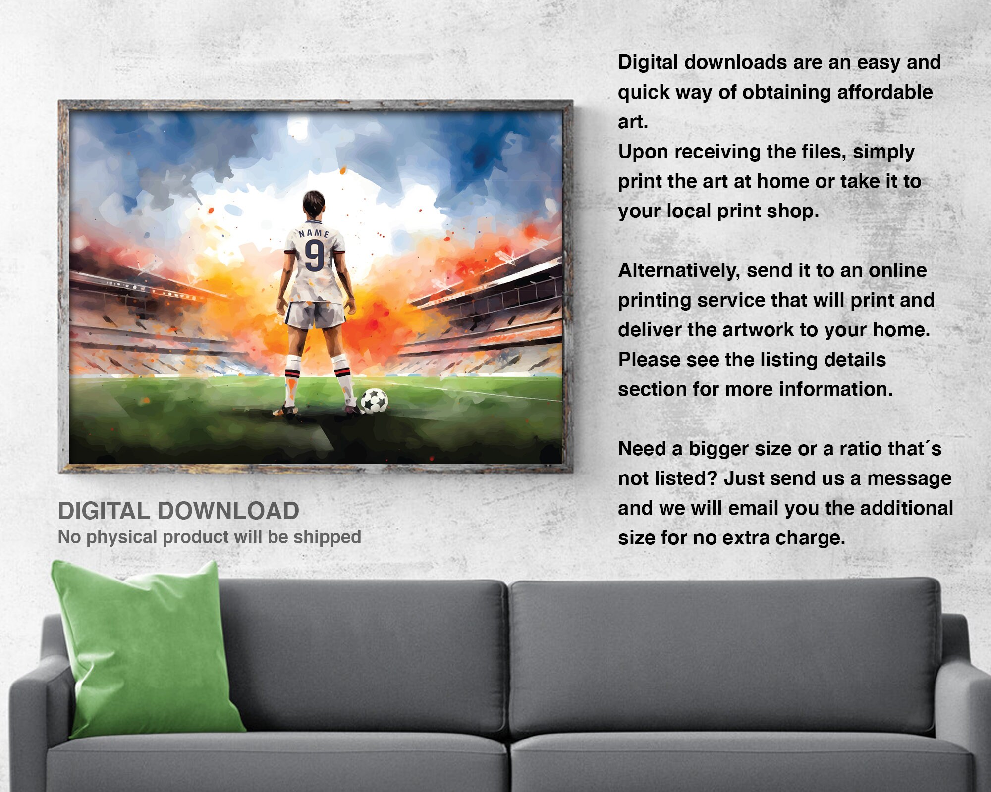 Custom Soccer Girl Watercolor Wall Art Digital Download Soccer Print ...