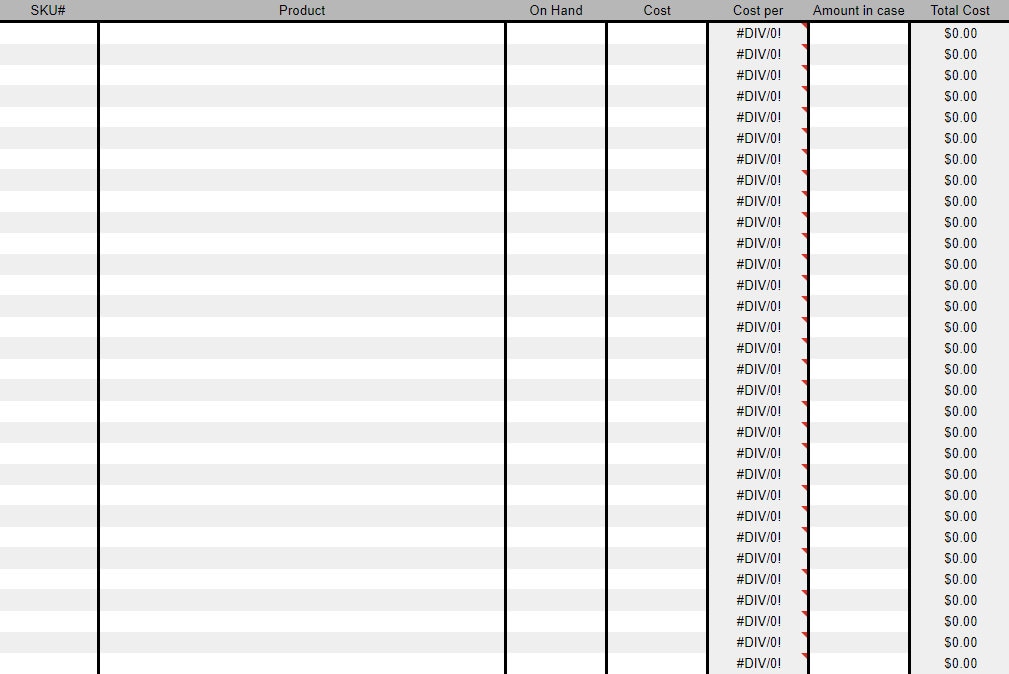 Simple Inventory Sheet - Etsy
