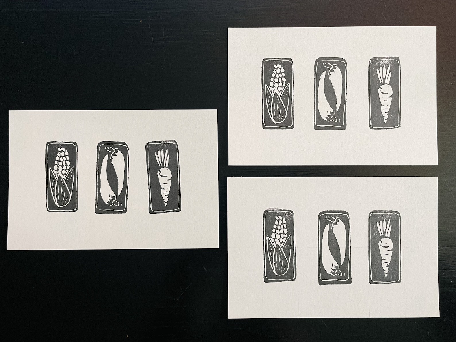 Veggie Linocut Print Postcards, Set of Three - Etsy