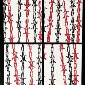 Chain and Barbed Wire Linocut Double-print - Etsy