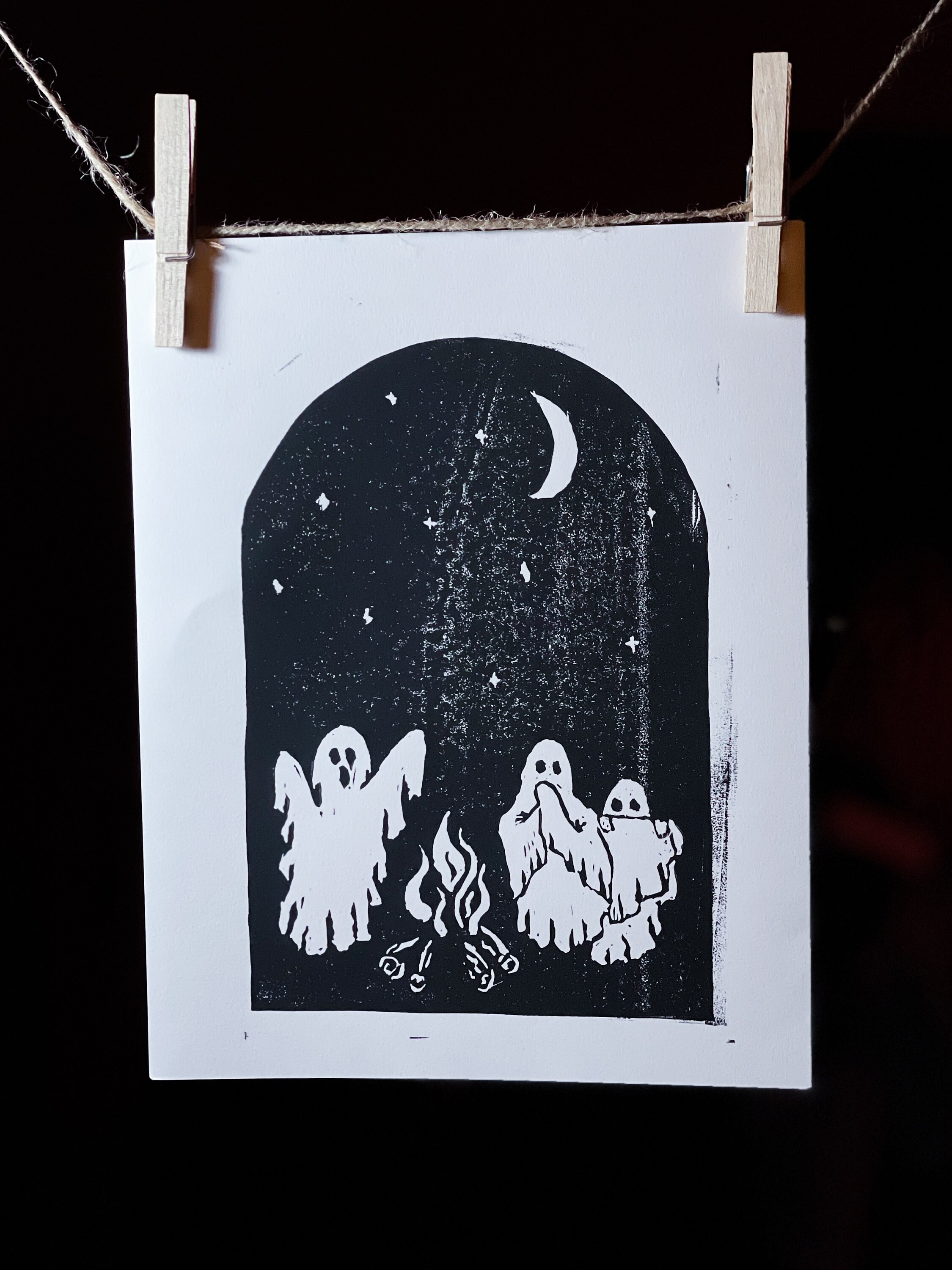 Ghost Stories Linocut Print - Etsy
