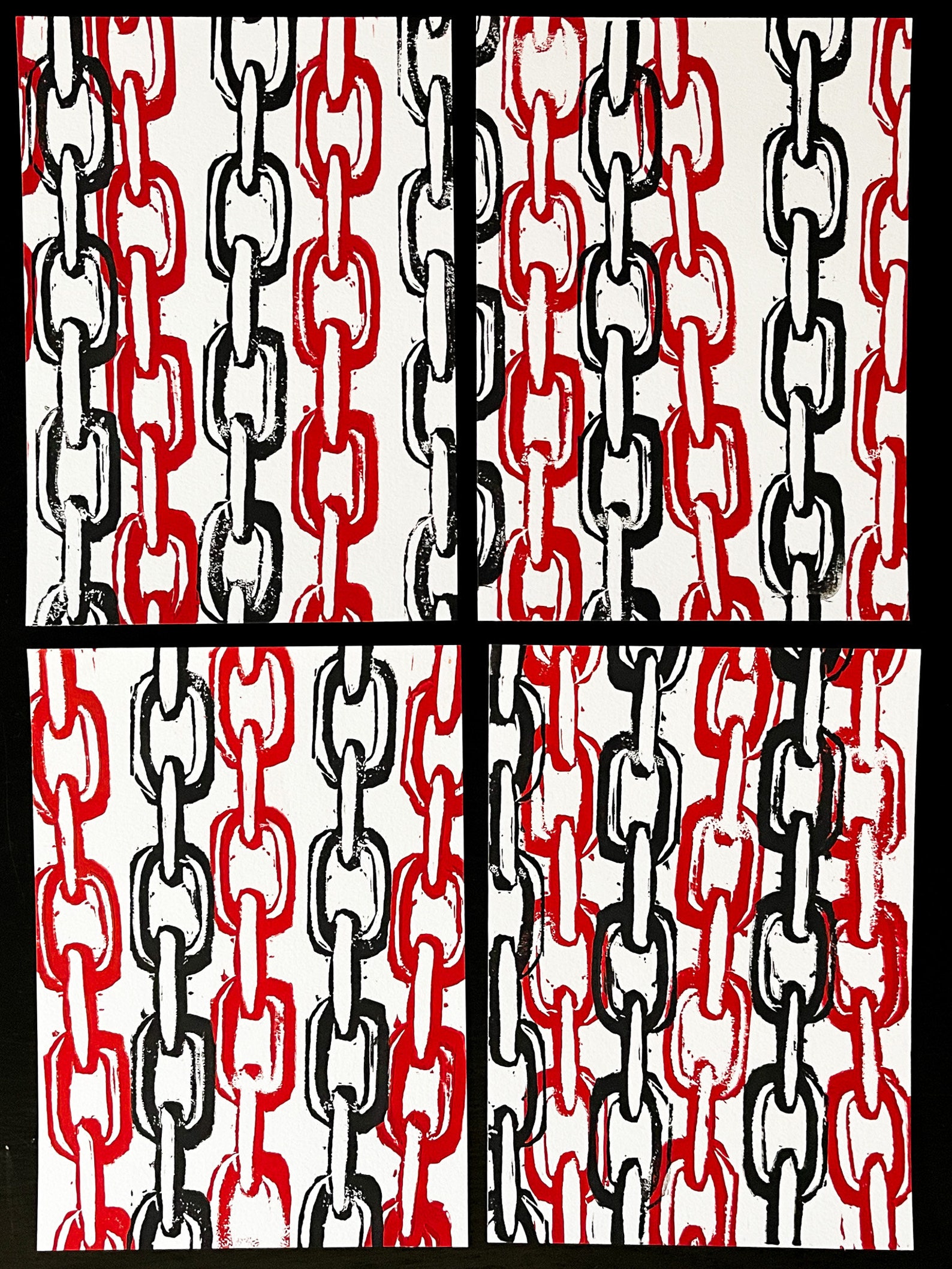 Chain and Barbed Wire Linocut Double-print - Etsy